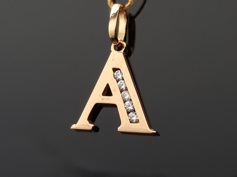 Auksinis pakabukas raidelė A - auksinegulbe.lt